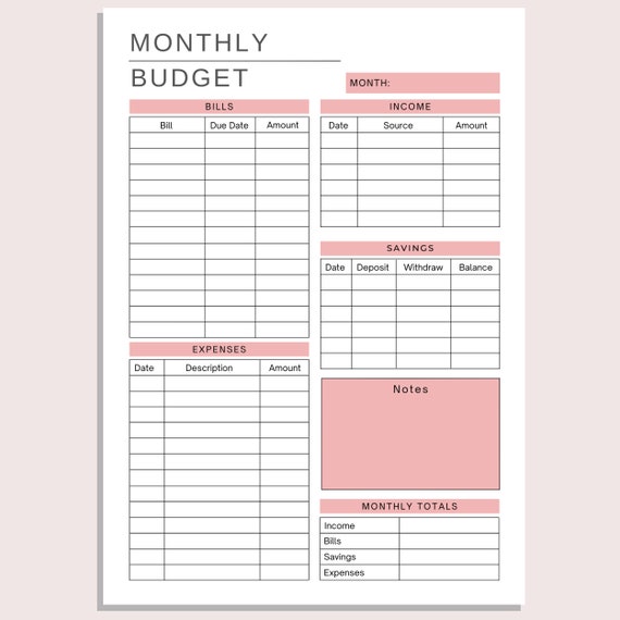 Plantilla De Presupuesto Mensual Para Imprimir