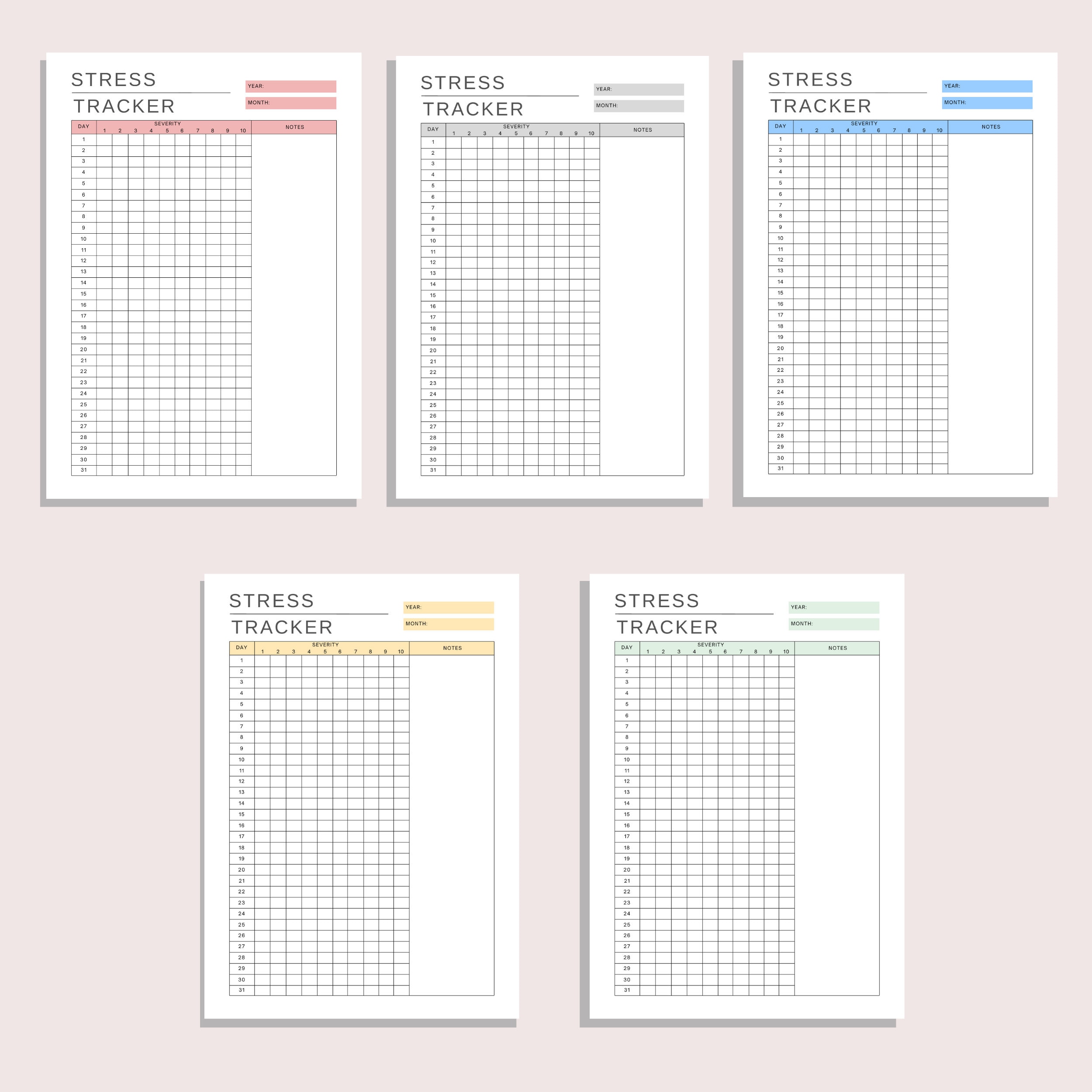 Stress Tracker Printable | Wellness Planner | Mental Health Care ...