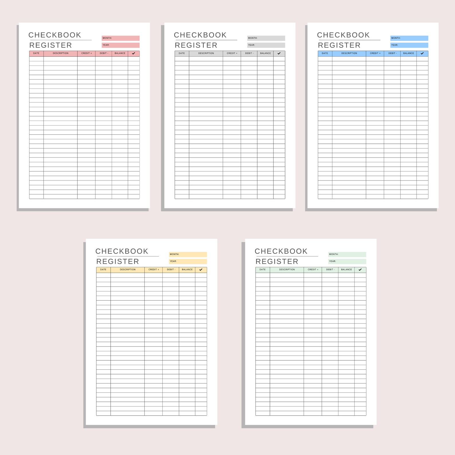Checkbook Register | Printable Transaction Log | Cheque Tracker ...