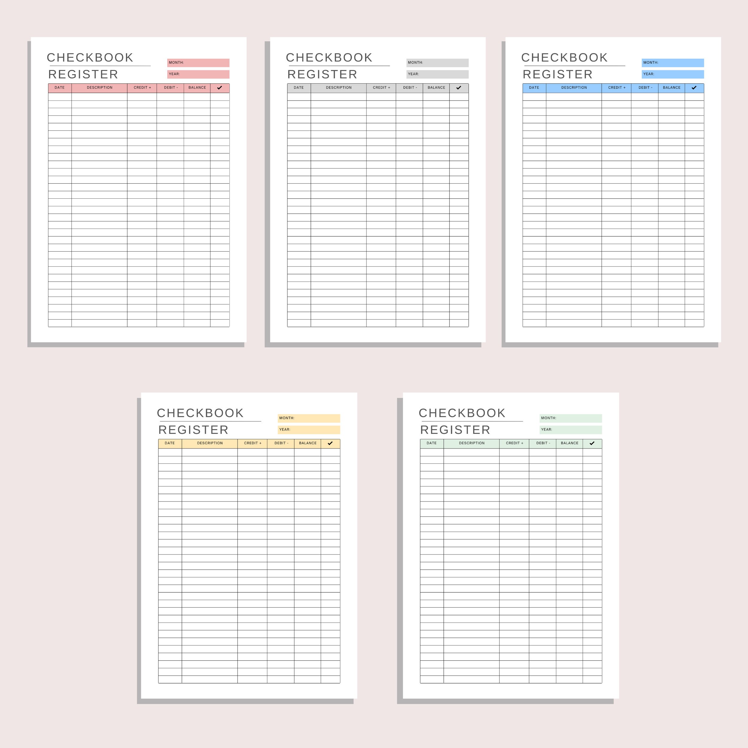 Checkbook Register | Printable Transaction Log | Cheque Tracker ...