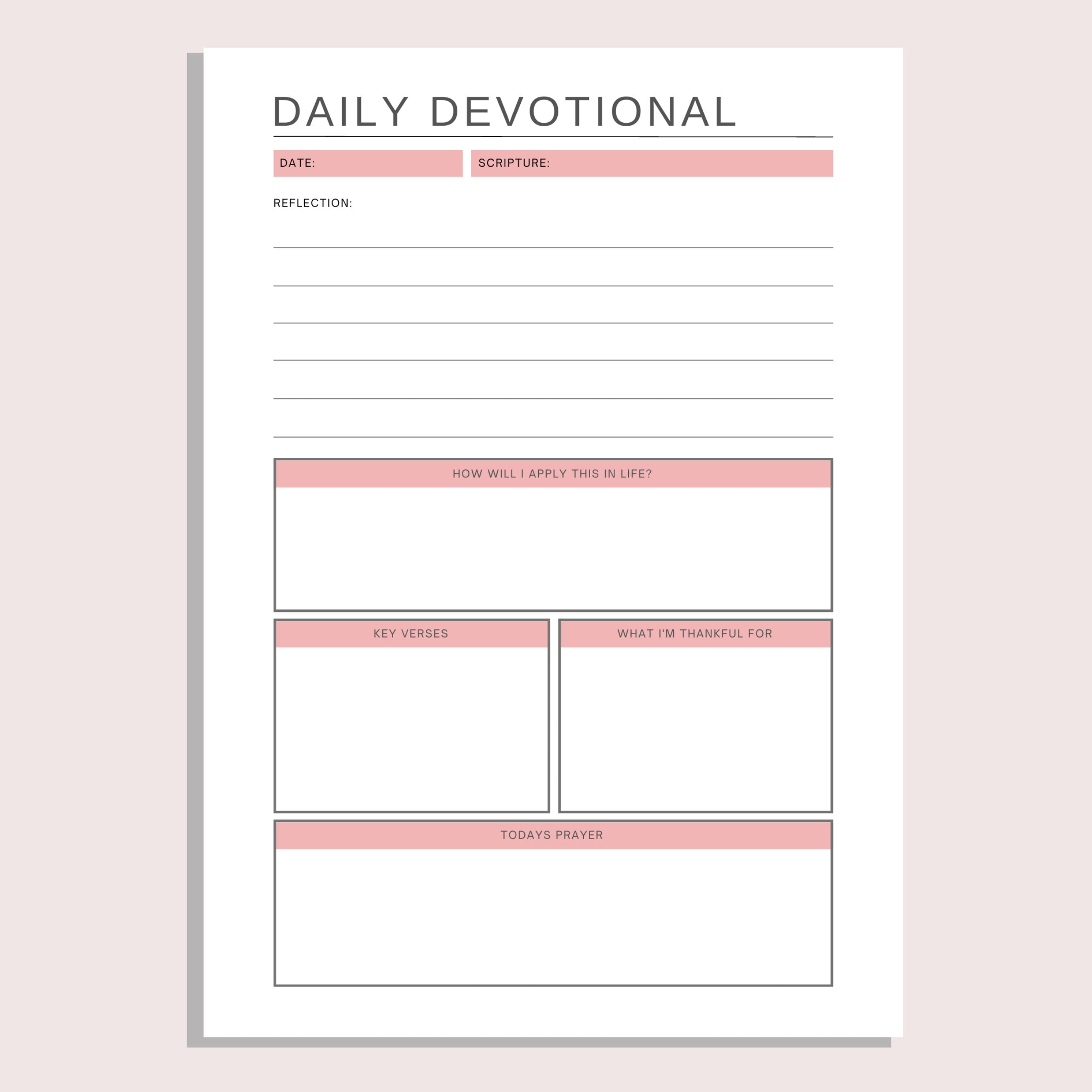 Daily Devotional | Printable Scripture Study | Faith Journal | Daily Prayer Diary | Bible ...