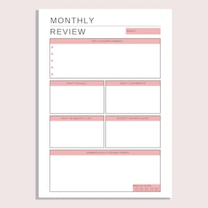 Monthly Review | Printable Monthly Evaluation | Reflection Tracker ...