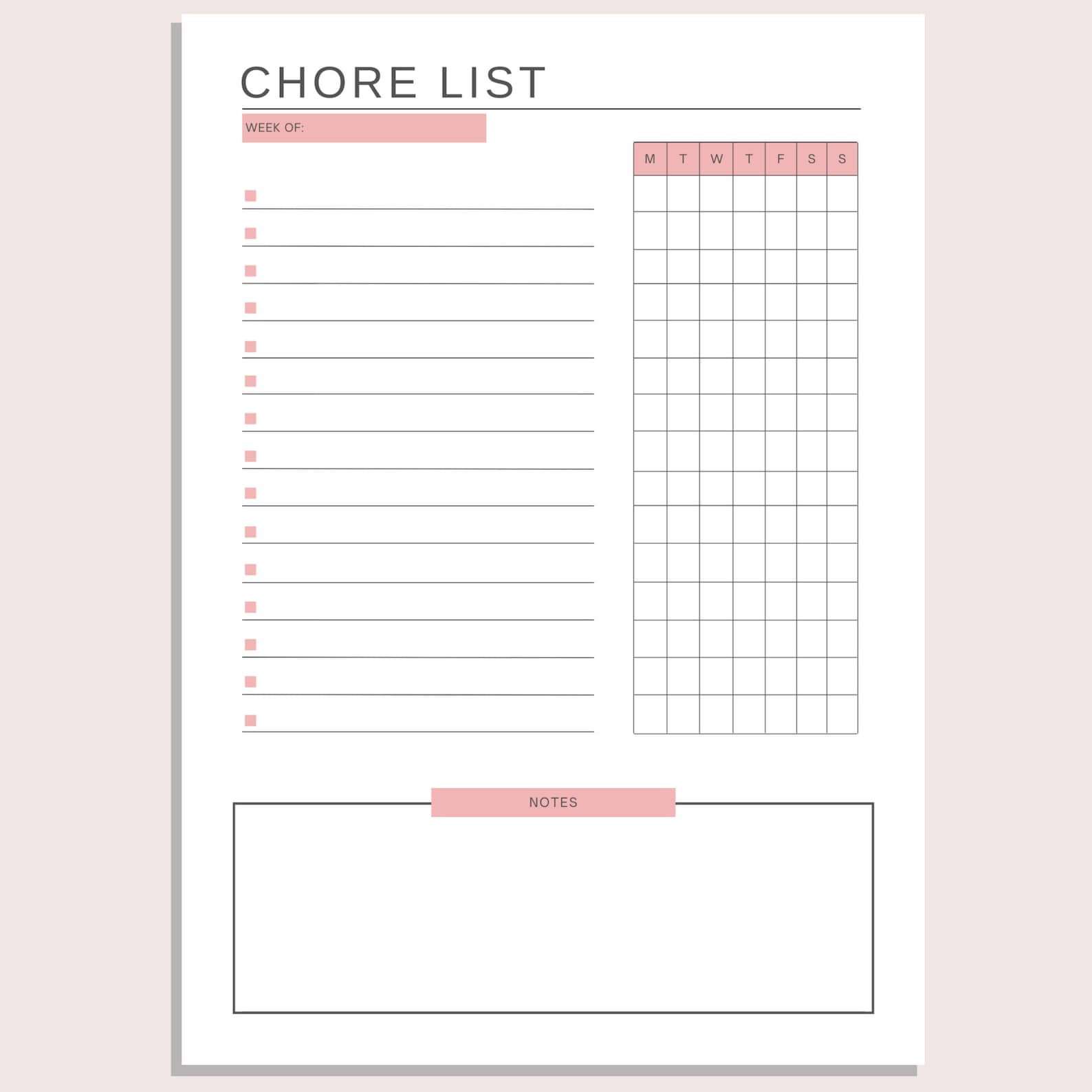 Chore List | Printable Chore Chart | Daily Task List | Household to Do ...