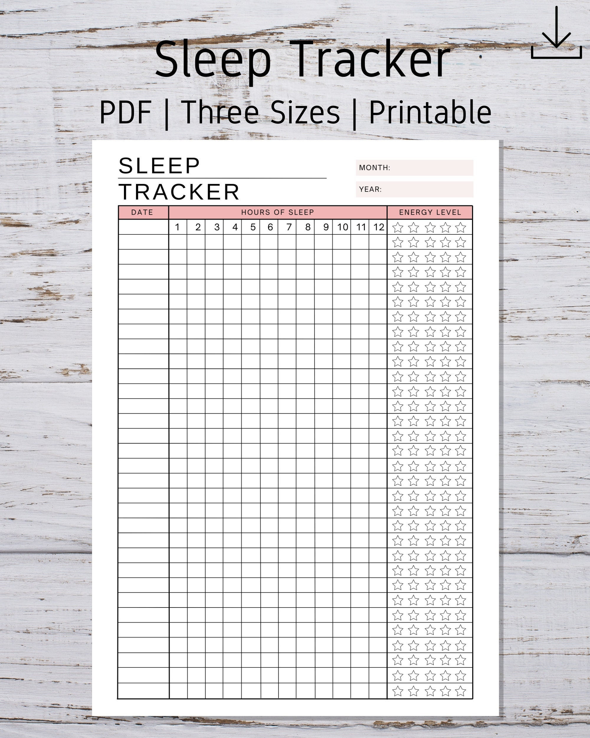 Sleep Tracker Daily Sleep Log Printable Sleep Track | Etsy