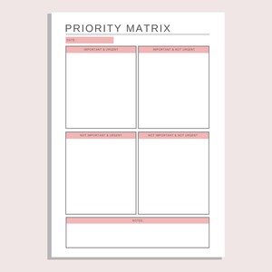 Priority Matrix Printable | Daily Task Planner | Eisenhower Matrix ...