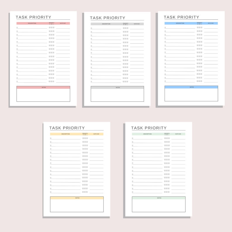 Task Priority Checklist | to Do Printable | Weekly Checklist | Daily ...