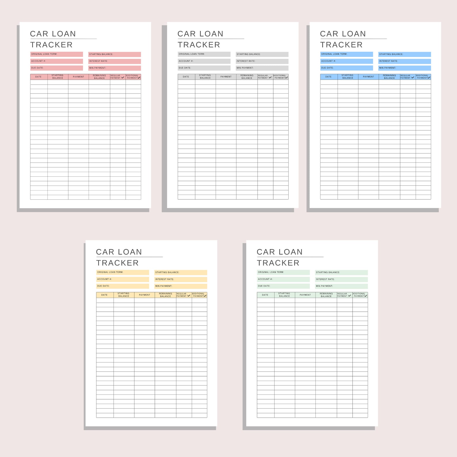 Car Loan Payment Tracker | Auto Debt Payoff Tracker | Printable Debt ...