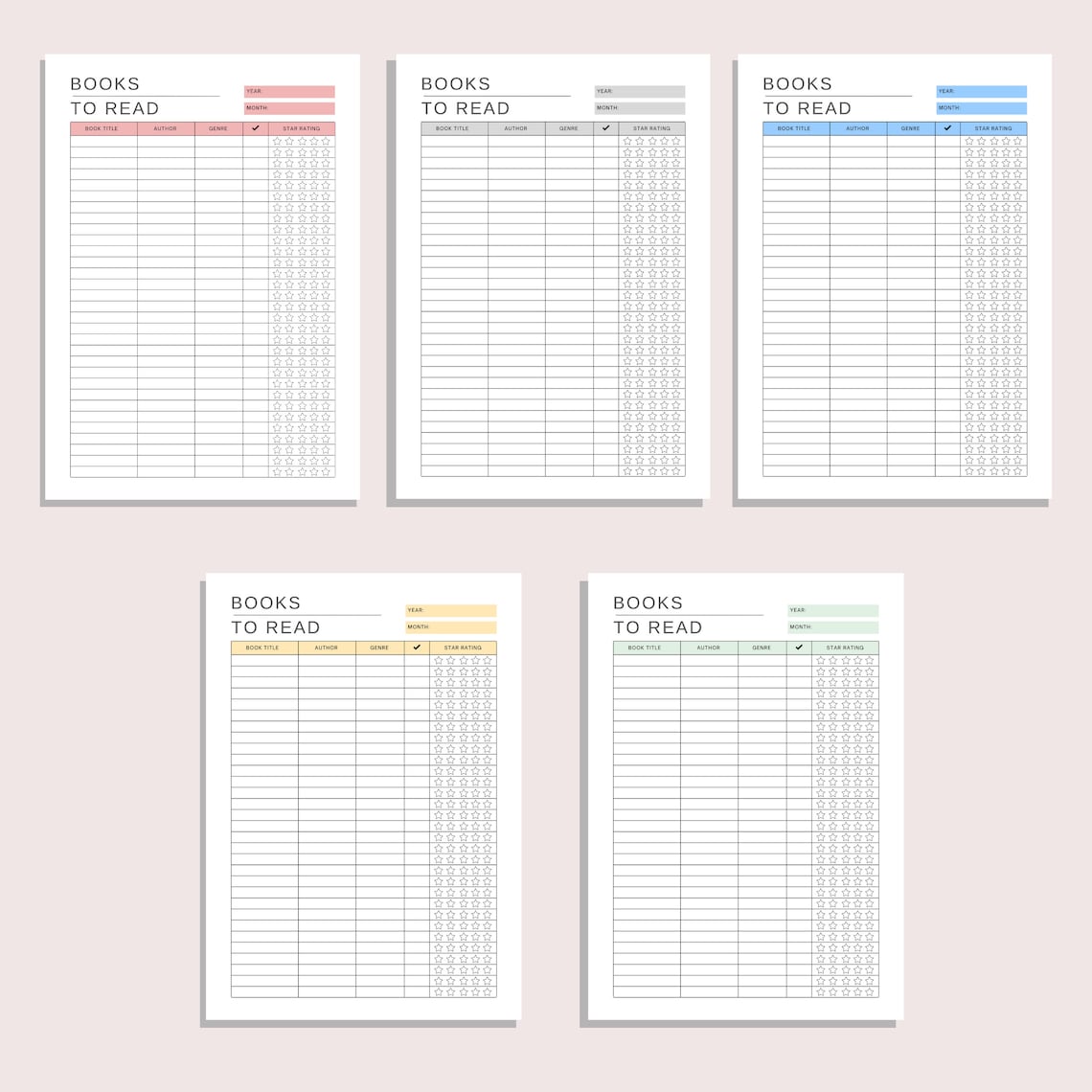 Books to Read List | Book Tracker | Printable Book Chart | Books to ...