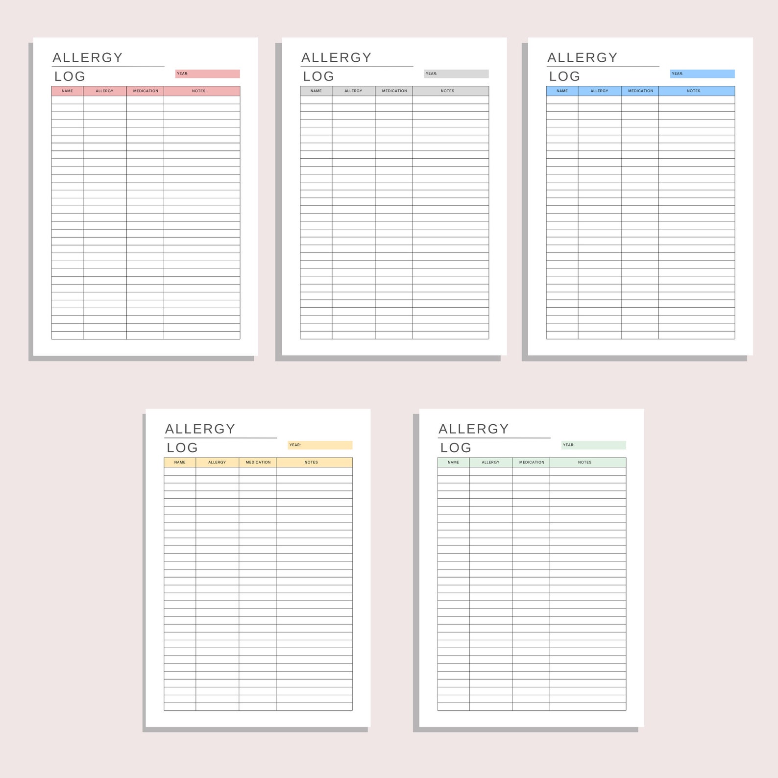 Allergy Log | Allergy Tracker Sheet | Medication Tracker | Printable ...