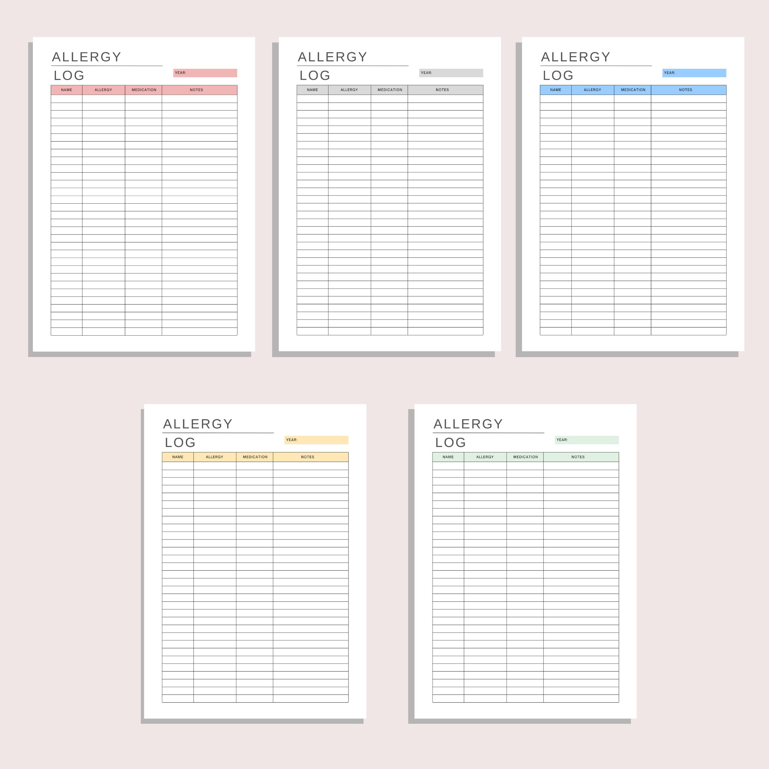 Allergy Log | Allergy Tracker Sheet | Medication Tracker | Printable ...