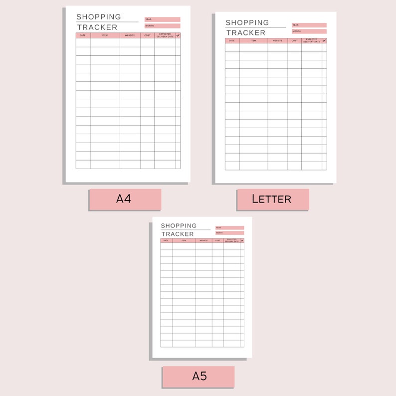 Online Shopping Tracker | Printable Purchase Log | Product Spending ...