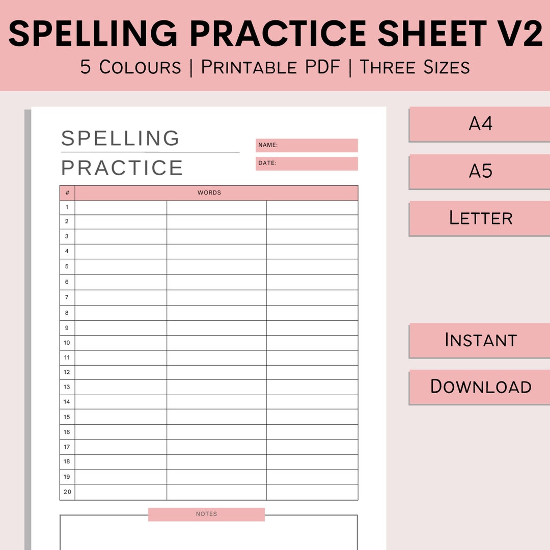 Spelling Practice List V2 | Printable Spelling Worksheet | Homeschool ...