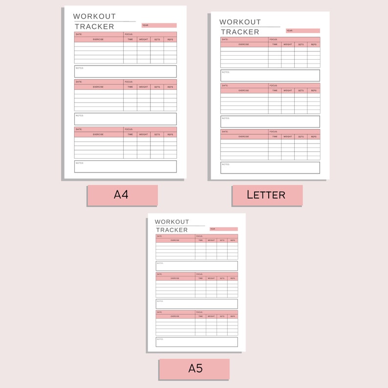 Workout Tracker Printable | Exercise Routine Plan | Daily Fitness Log ...