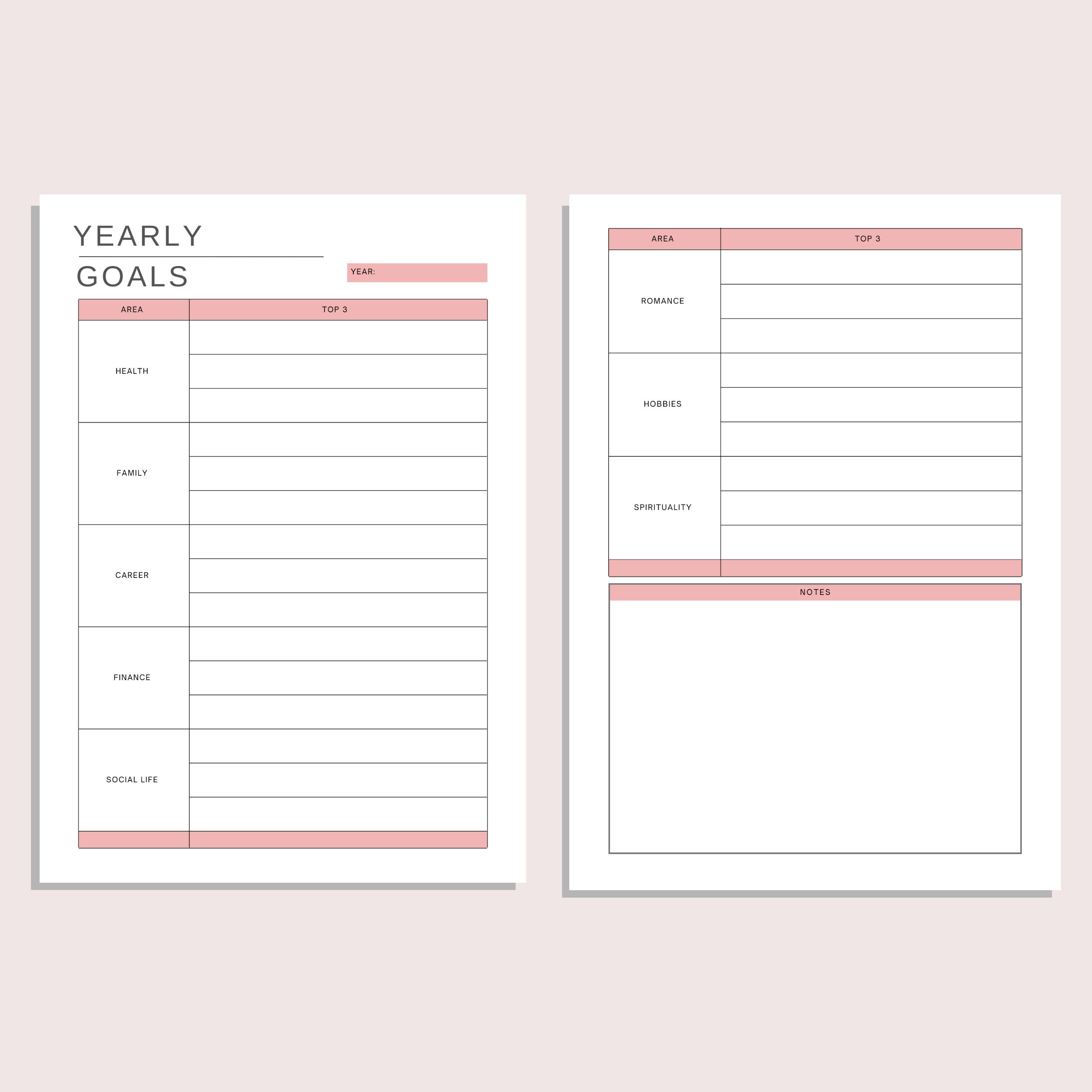 Yearly Goal Planner | Printable Productivity Plan | 8 Areas of Life ...