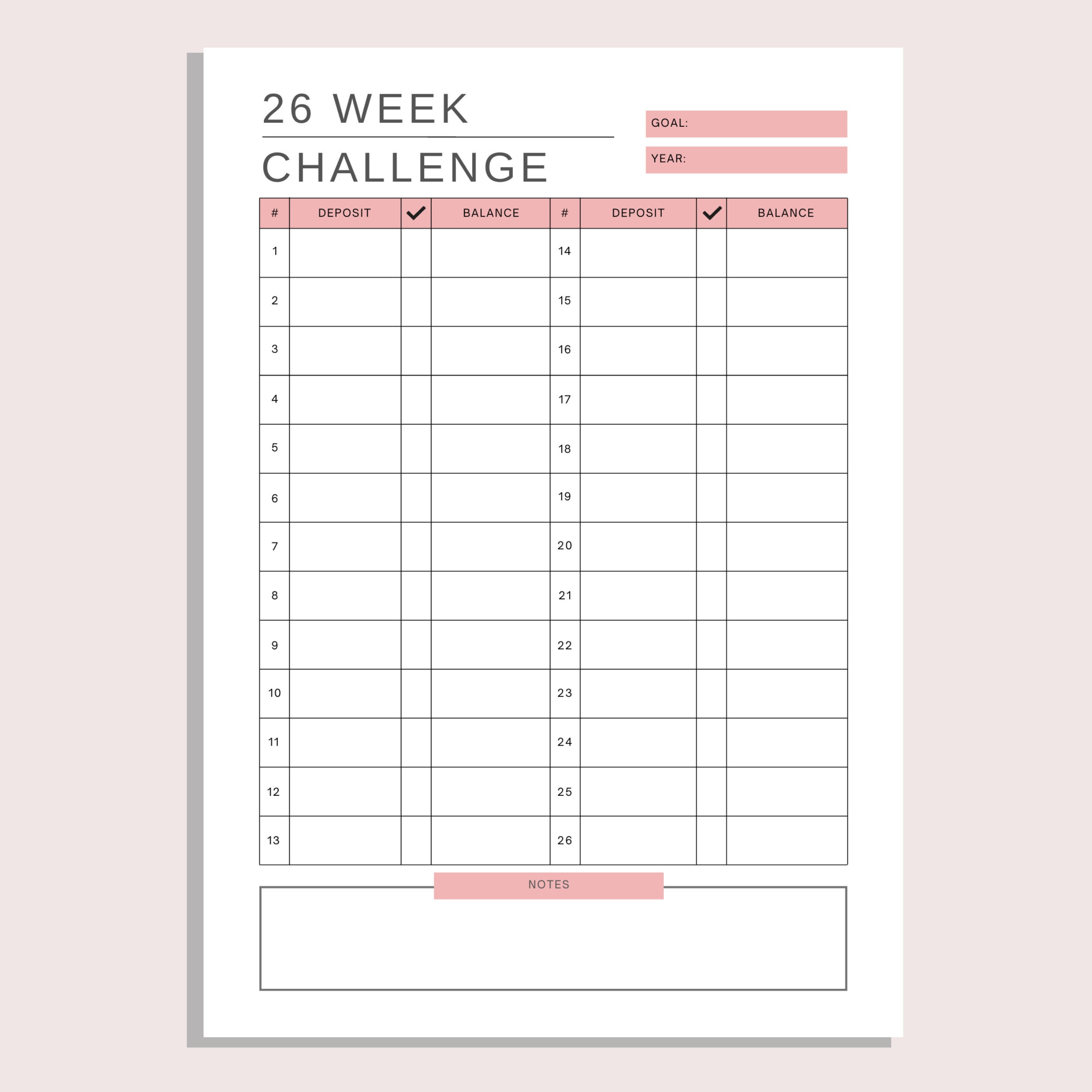 26 Week Savings Challenge Printable Saving Plan Finance Planner Money ...