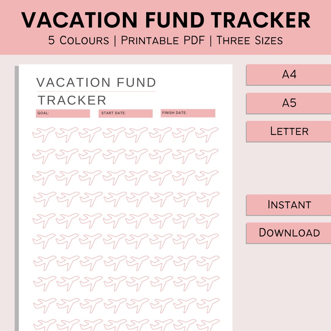 Vacation Fund Tracker | Printable Saving Challenge | Savings Jar ...