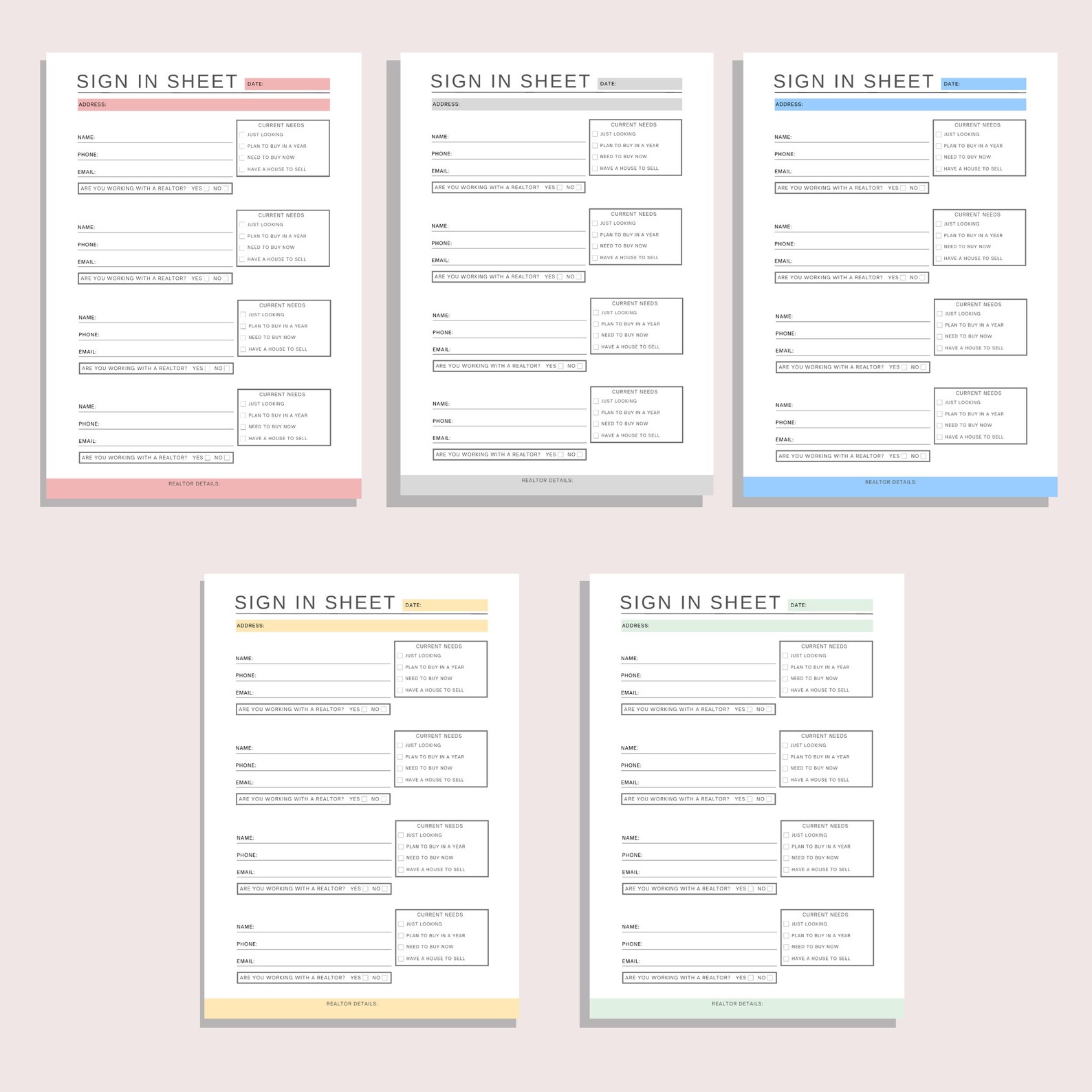 Open House Sign in Sheet, Realtor Marketing, Welcome Questionnaire ...