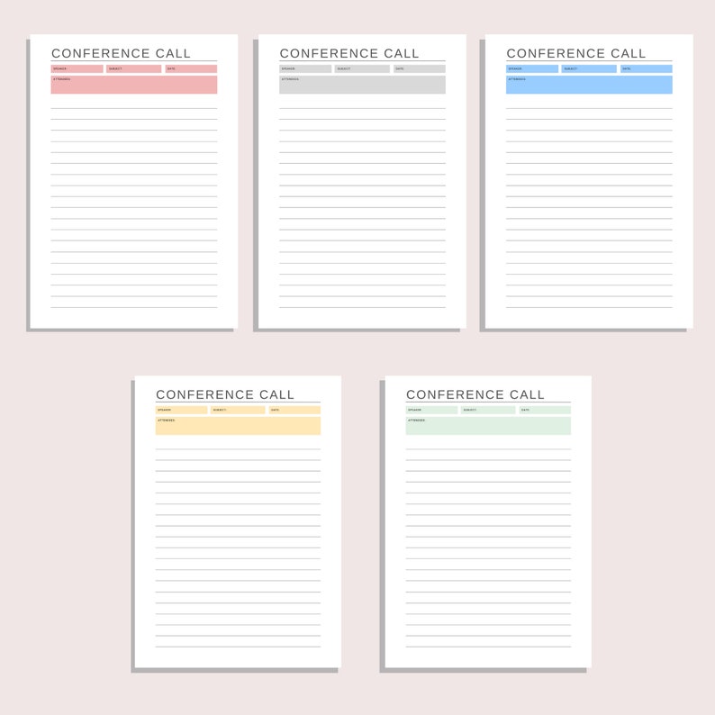 Business Conference Call, Printable Team Call, Meeting Notes, Zoom Call ...