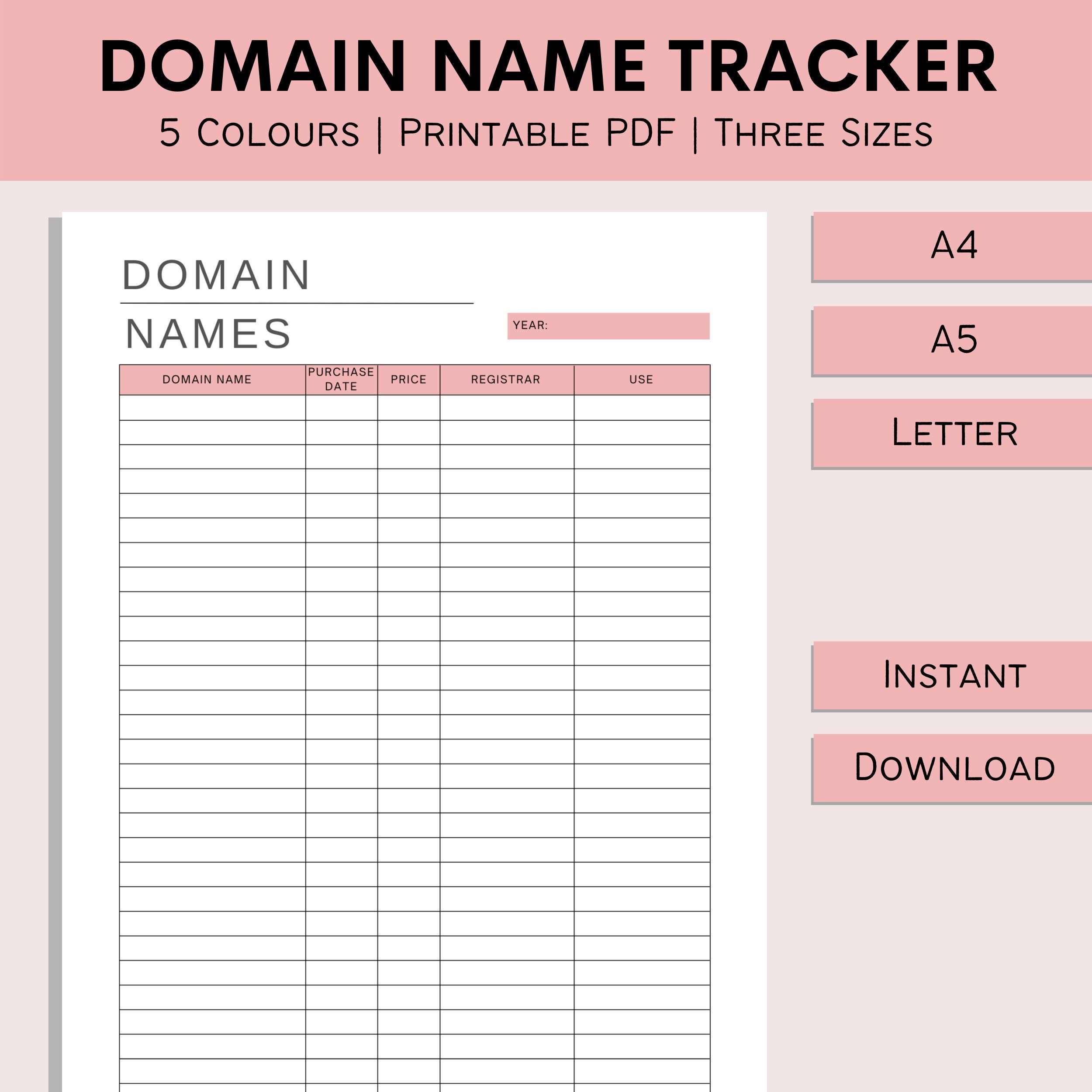 Domain Name Tracker | Website List Sheet | Project Tracker | Small ...