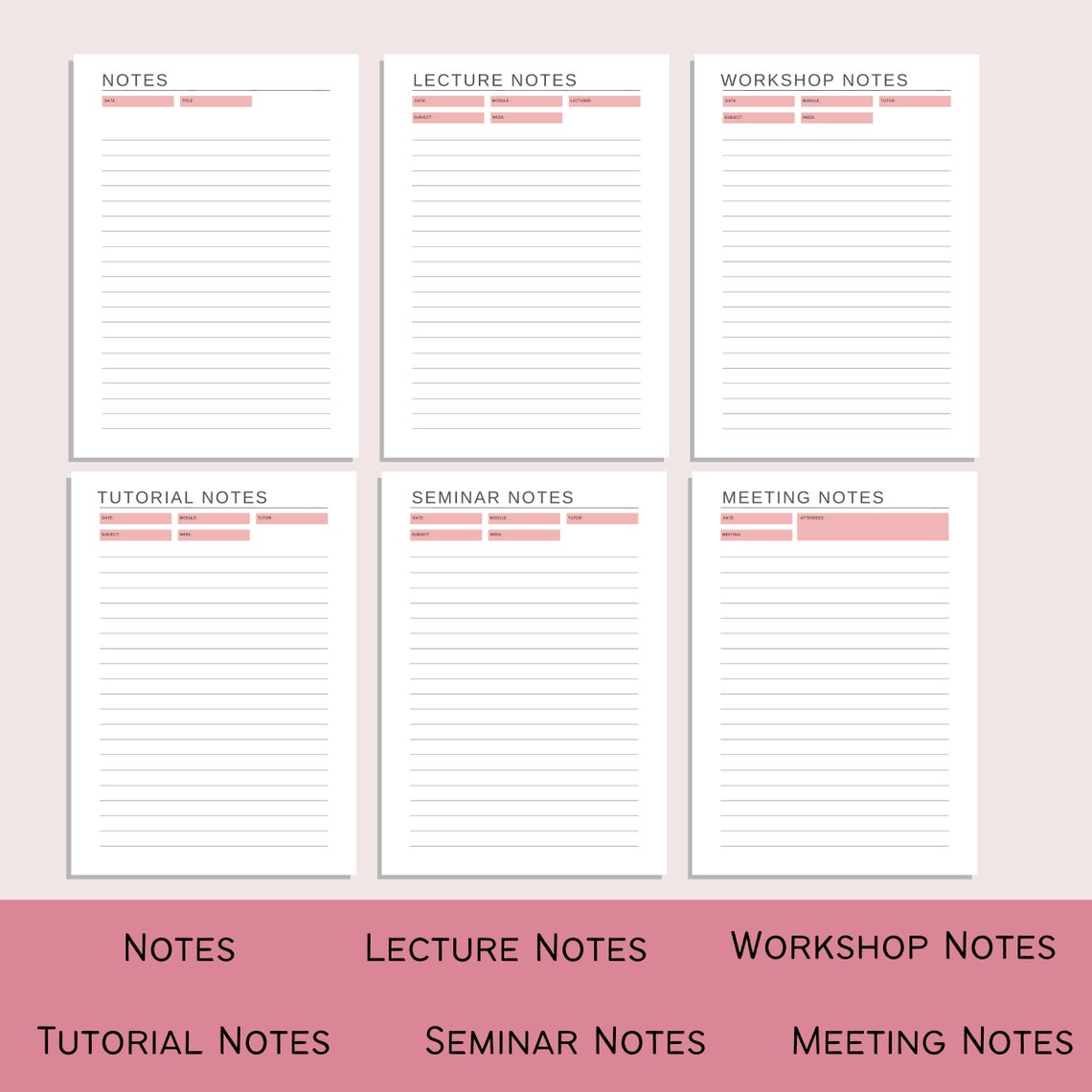 Note Taking Pack Printable Note Pages Student Note Bundle - Etsy Canada