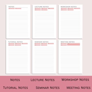 Note Taking Pack | Printable Note Pages | Student Note Bundle ...
