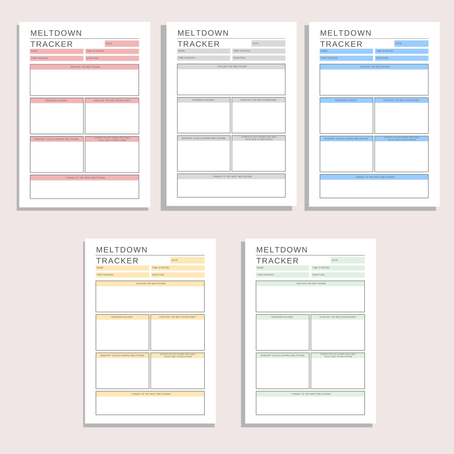 Meltdown Tracker Printable | Special Needs Carer Template | Autism Tracker | Sensory Overload ...
