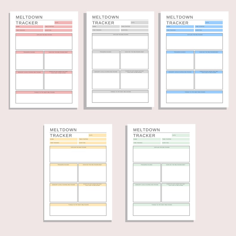 Meltdown Tracker Printable | Special Needs Carer Template | Autism Tracker | Sensory Overload ...
