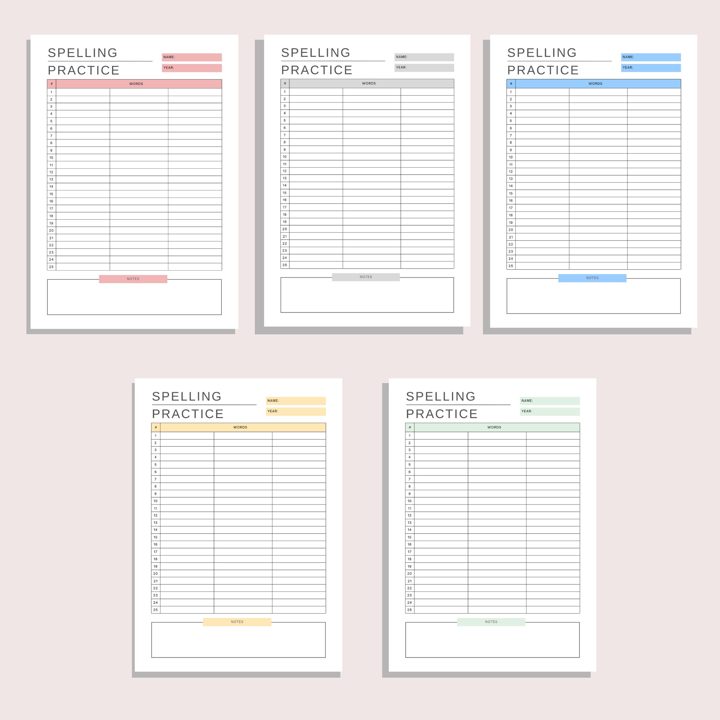 Spelling Practice List, Printable Spelling Worksheet, Homeschool ...