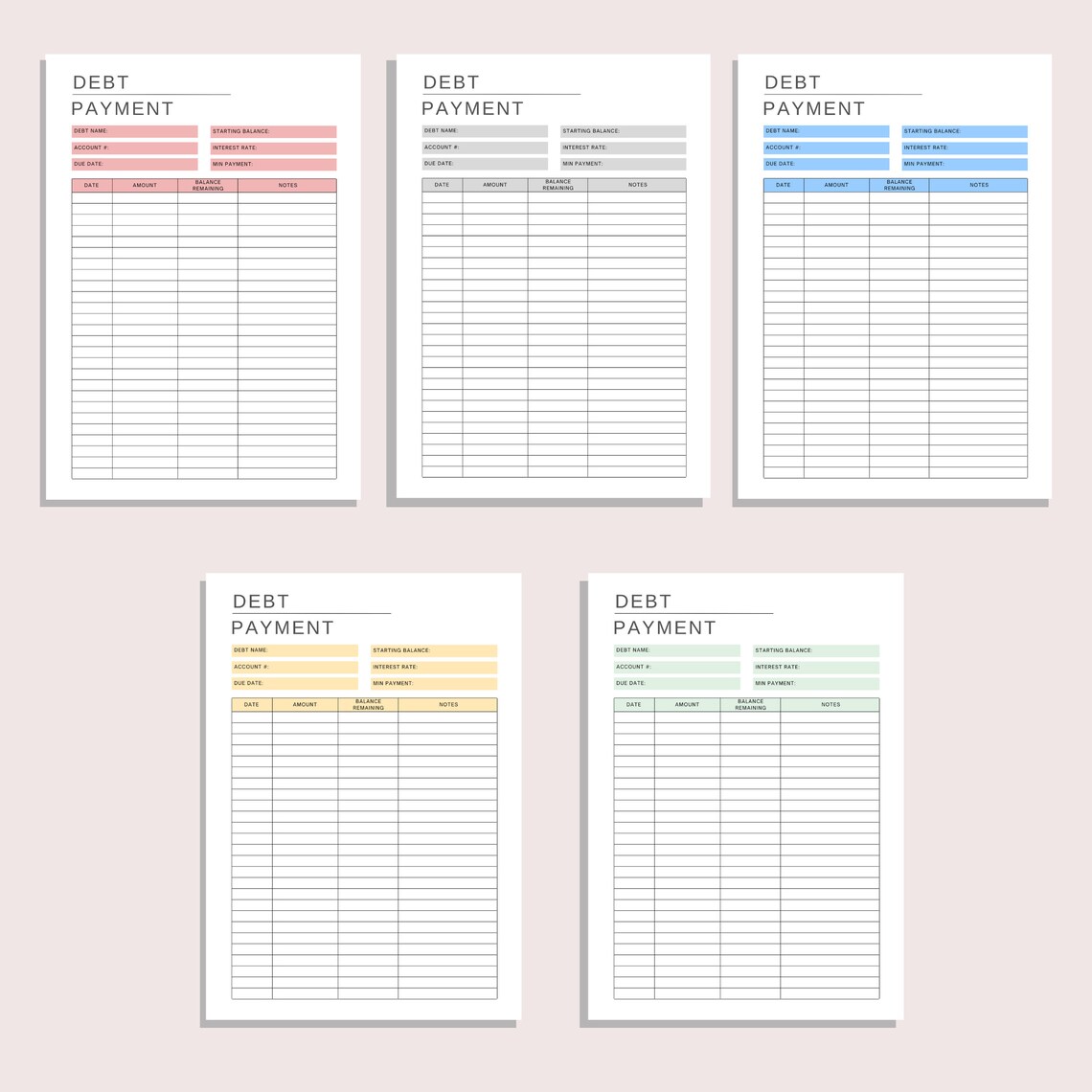 Debt Payment Tracker | Printable Debt Snowball | Financial Log PDF ...