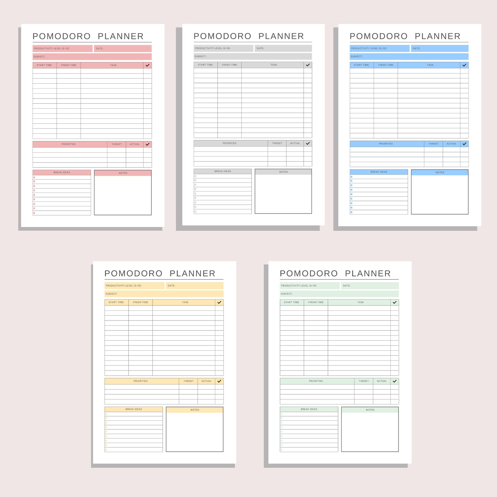 Pomodoro Planner | Printable Productivity Planner | Student Project ...