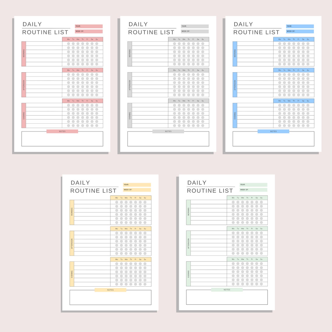 Daily Routine List | Printable Habit Tracker | Morning Checklist ...