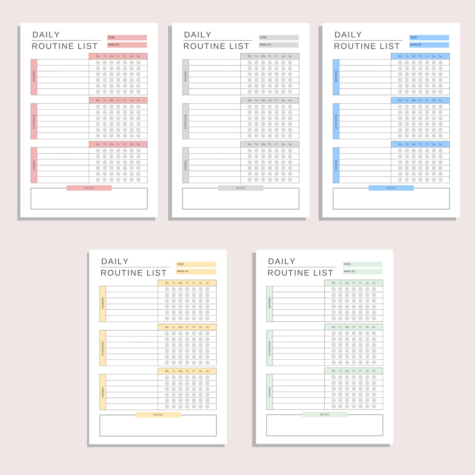 Daily Routine List | Printable Habit Tracker | Morning Checklist ...
