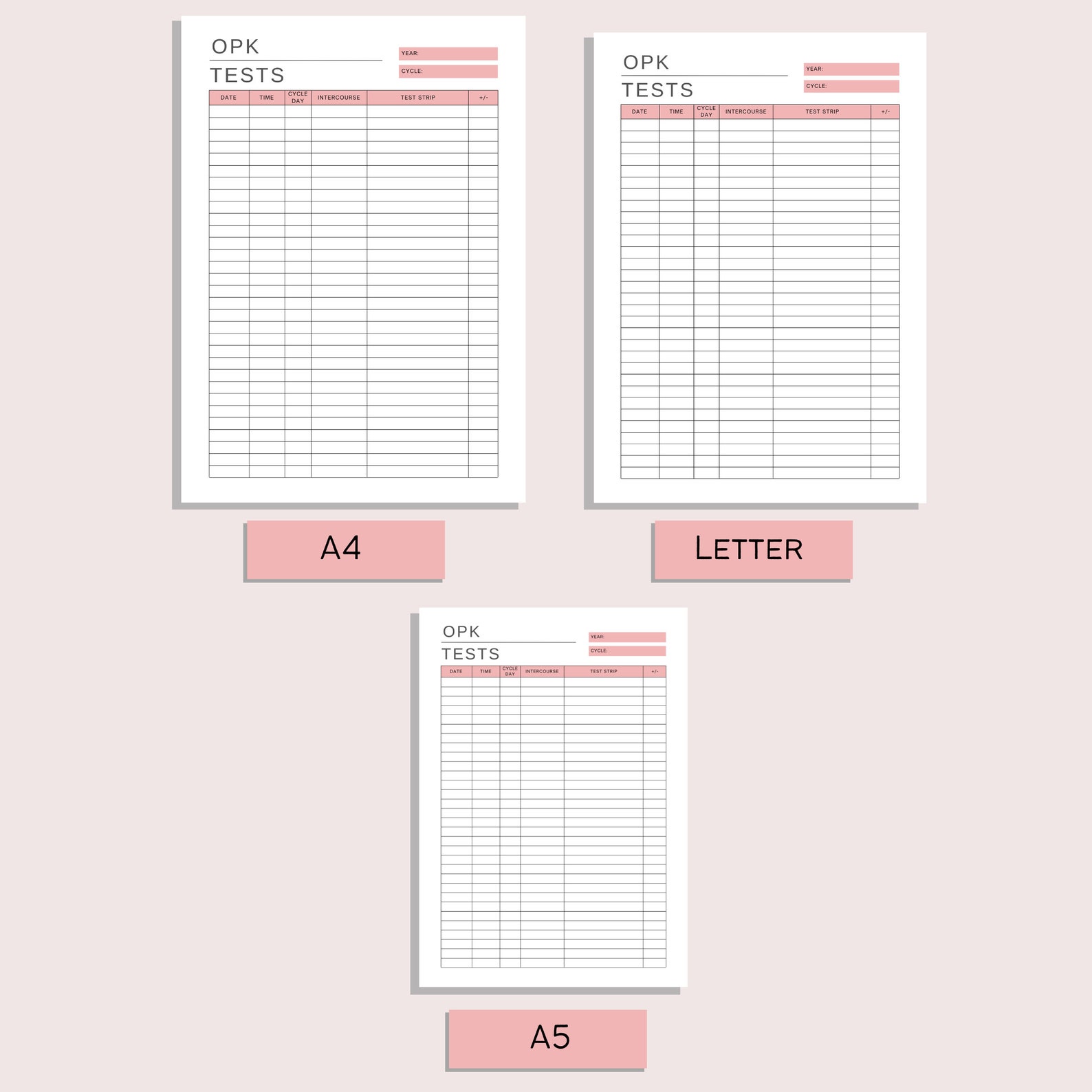 OPK Test Log | Ovulation Test Strip Sheet | Pregnancy Planner ...