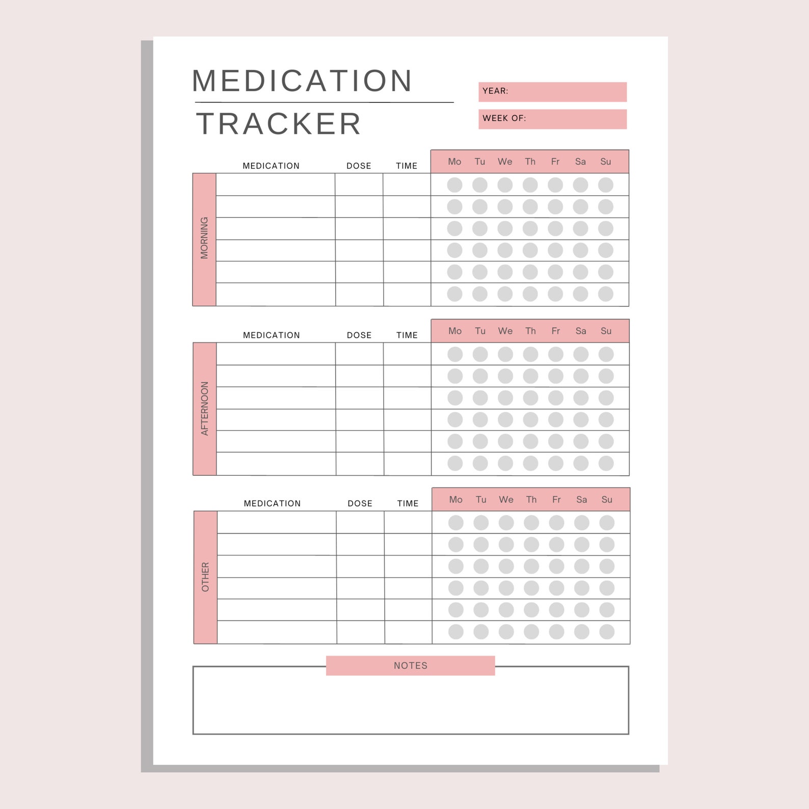 Printable Medication Tracker | Daily Medication Log | Medical Template ...