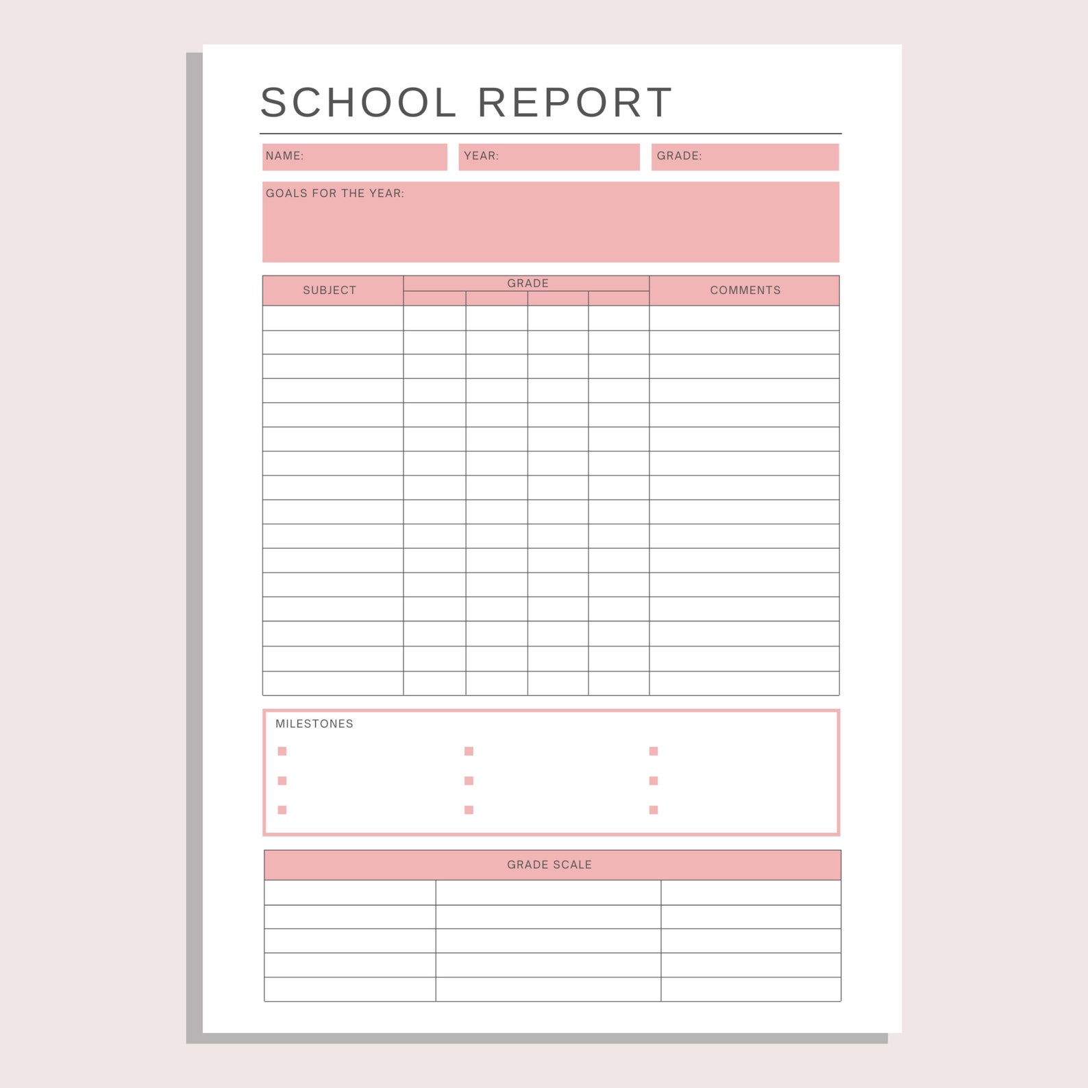School Report Card, Homeschool Tracker, Printable Academic Record ...