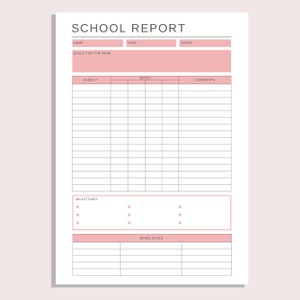 School Report Card, Homeschool Tracker, Printable Academic Record ...