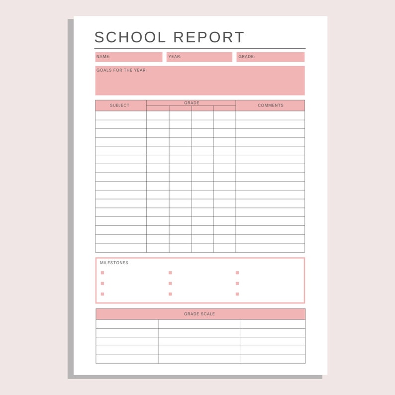 School Report Card, Homeschool Tracker, Printable Academic Record ...