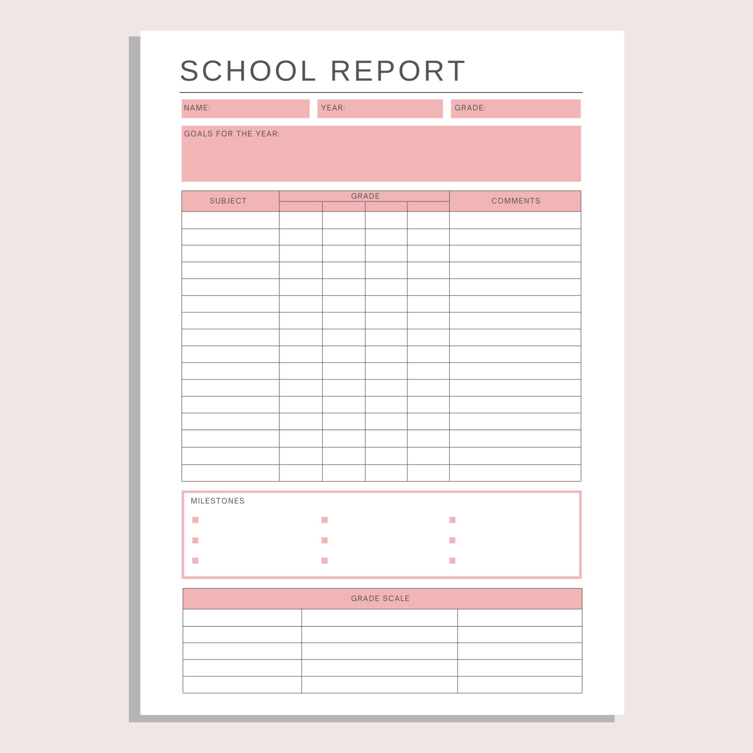 School Report Card, Homeschool Tracker, Printable Academic Record ...