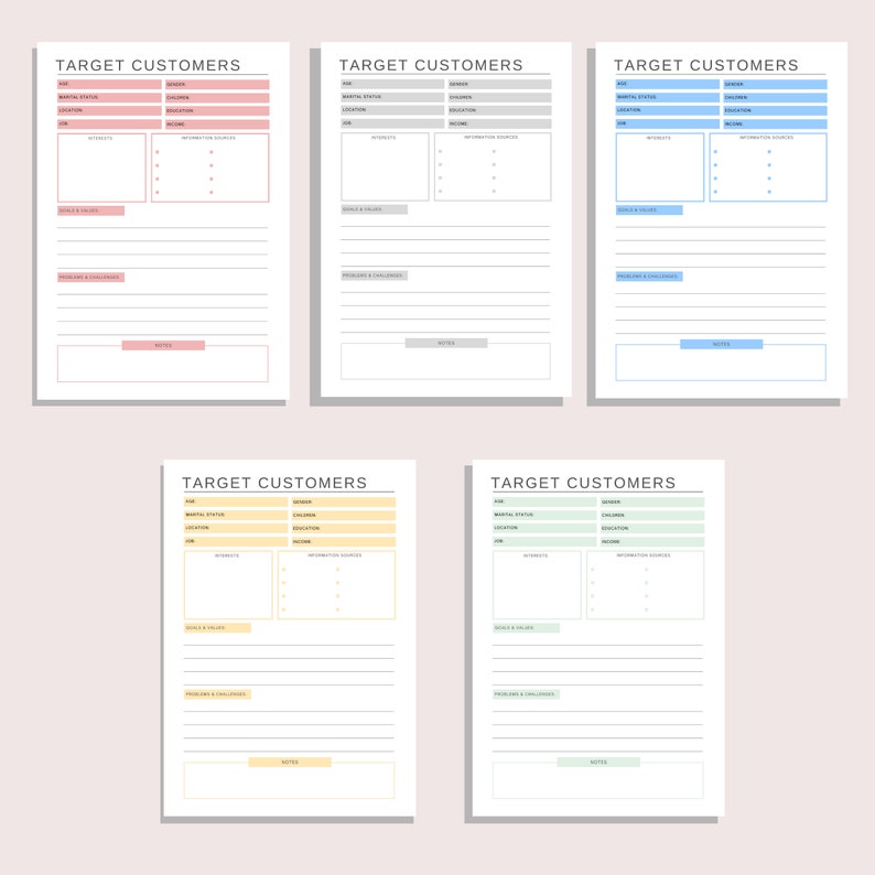 Target Customer Profile | Printable Client Tracking Sheet | Customer ...