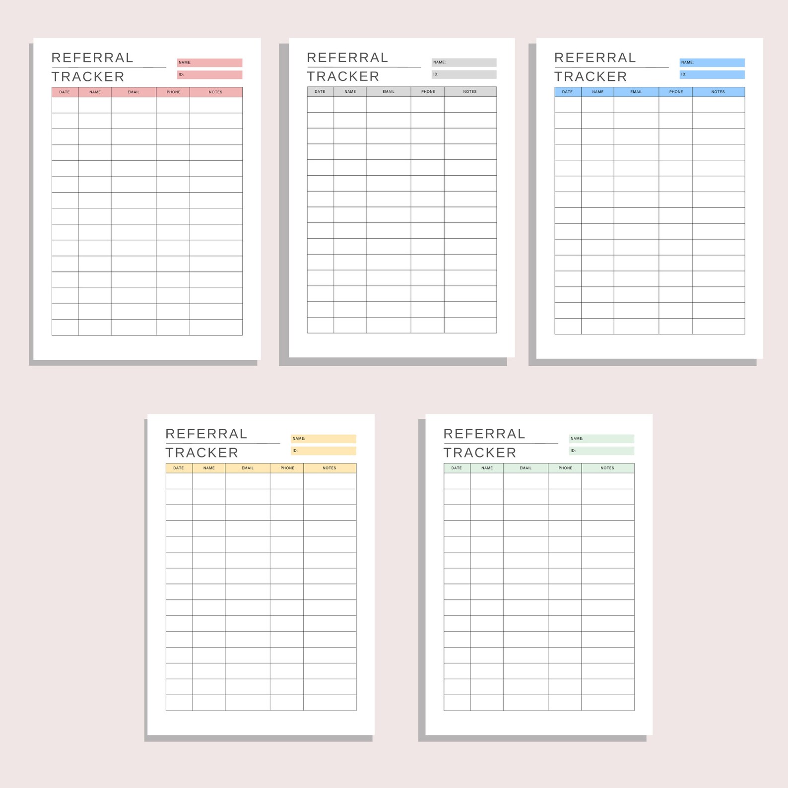 Referral Tracker Printable Client Referral Sheet Lead Tracker Client ...