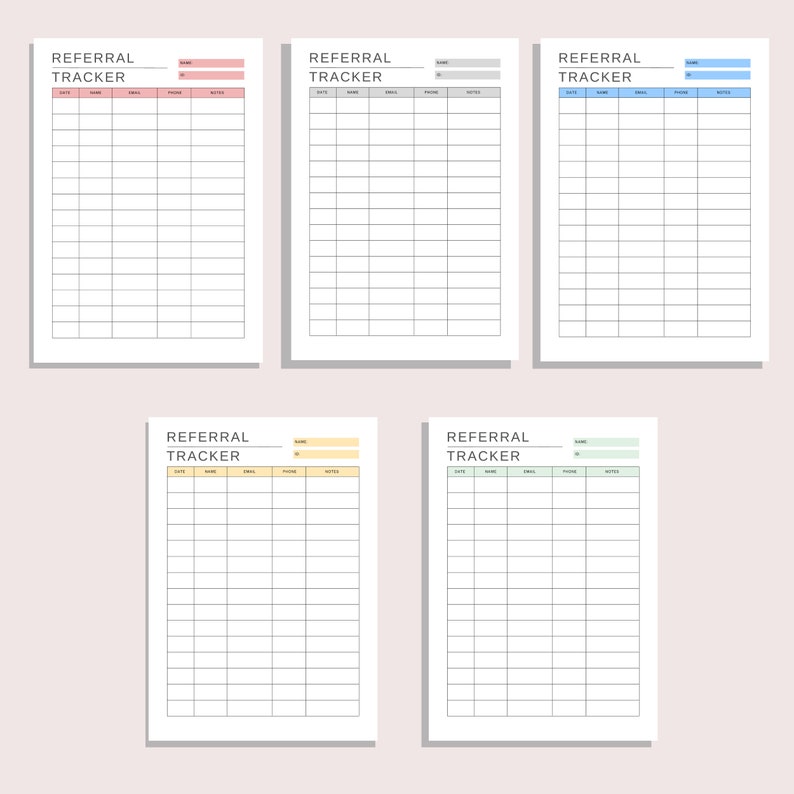 Referral Tracker | Printable Client Referral Sheet | Lead Tracker ...