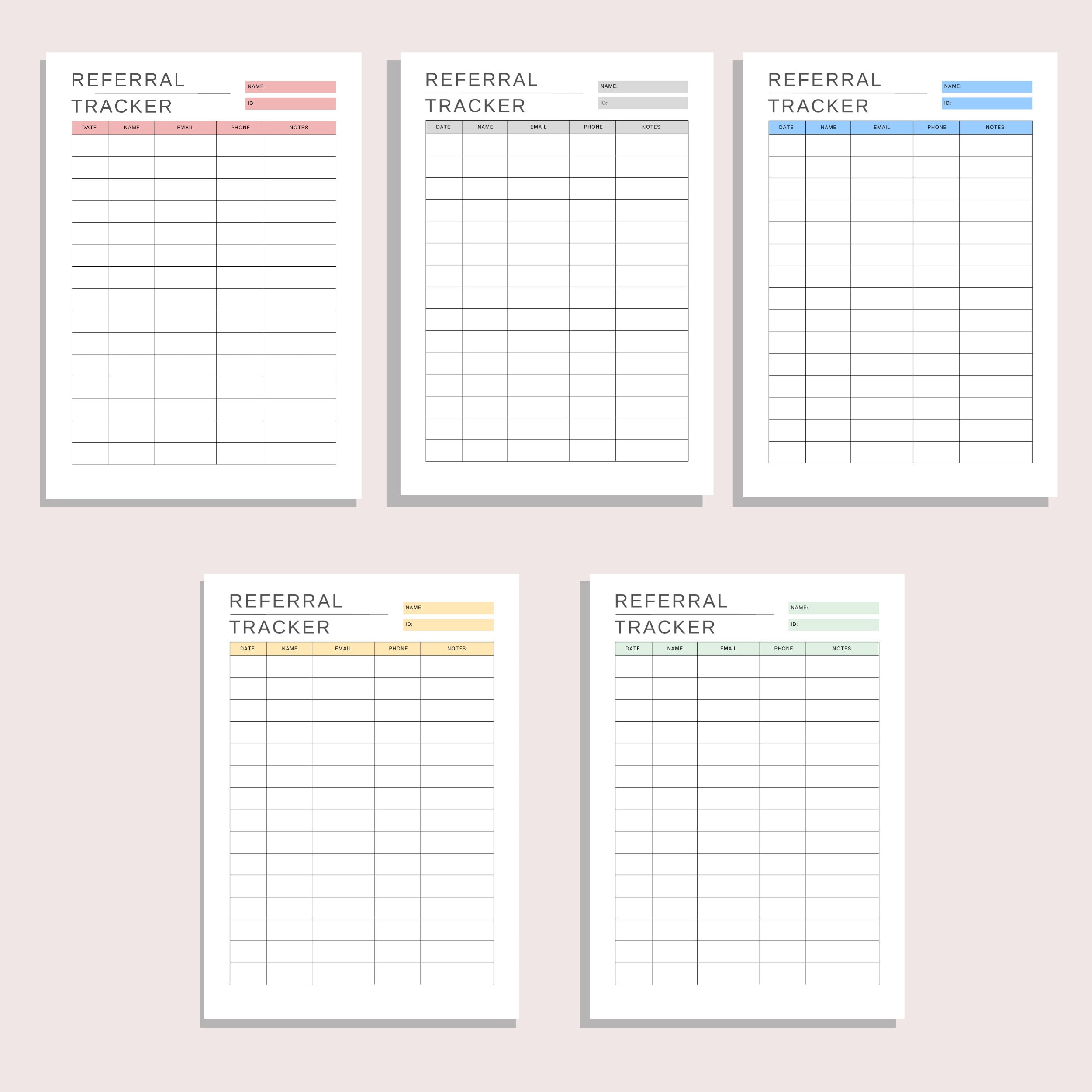 Referral Tracker | Printable Client Referral Sheet | Lead Tracker ...
