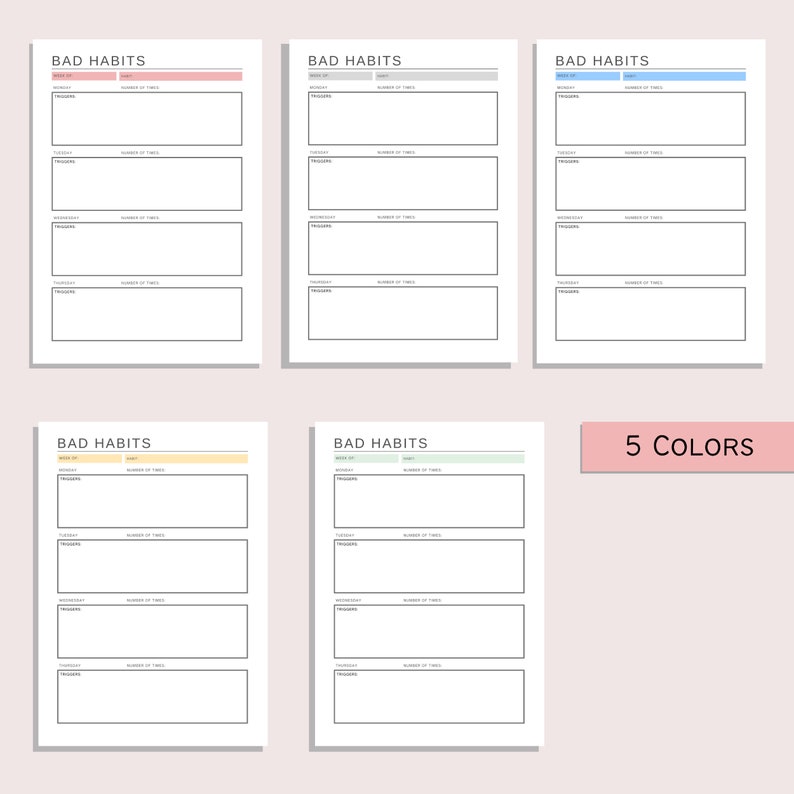 Bad Habit Tracker | Printable Habit Pattern Log | Habit Loop | Daily ...