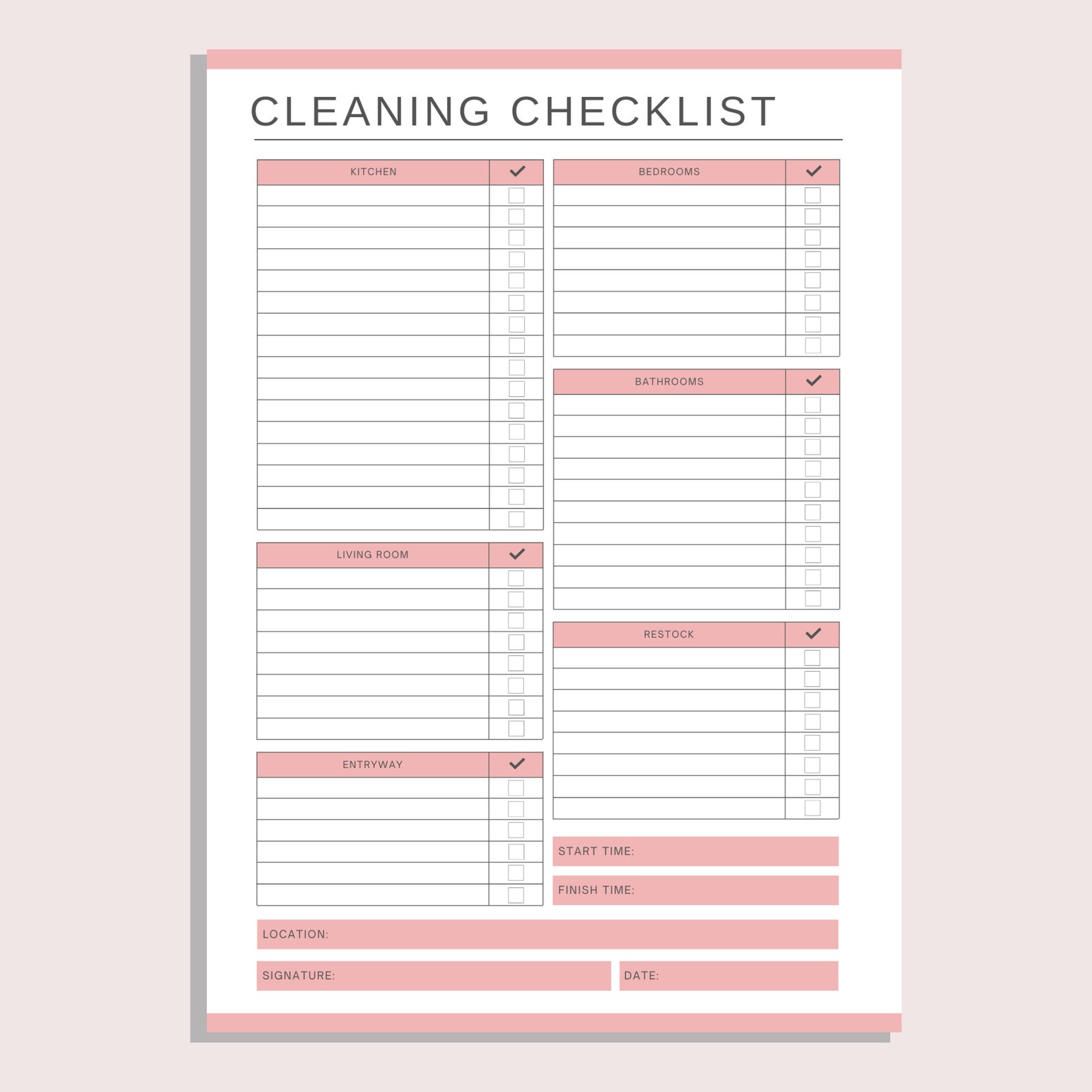 Blank Cleaning Checklist | Housekeeping Cleaning Schedule | Daily ...