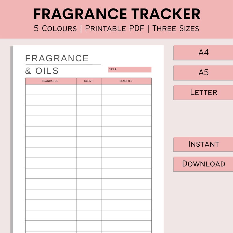 Fragrance and Oil Tracker | Essential Oil List | Craft Business Sheet ...