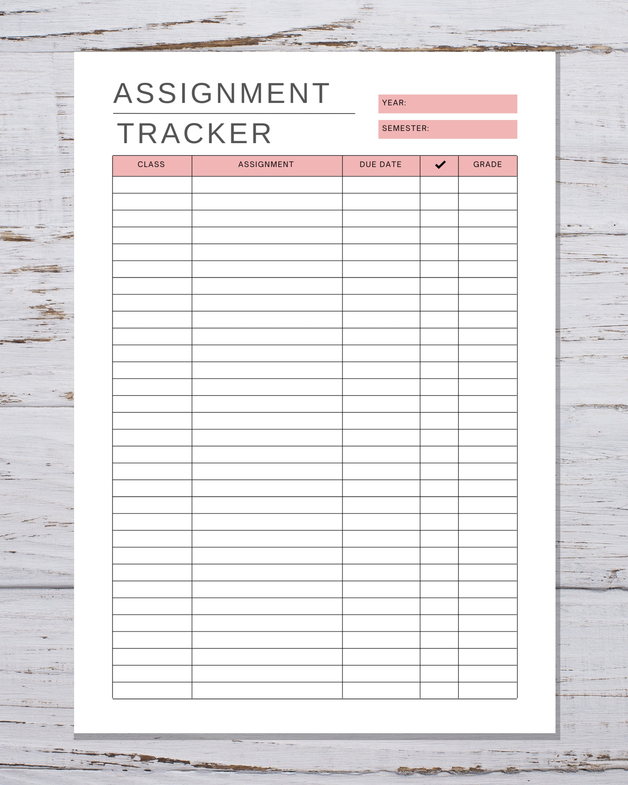 Assignment Tracker Assignment Printable Homework Sheet | Etsy
