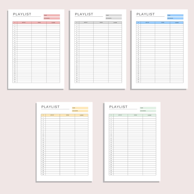 Blank Playlist | Wedding Song Log | Positivity Planner | Morning ...