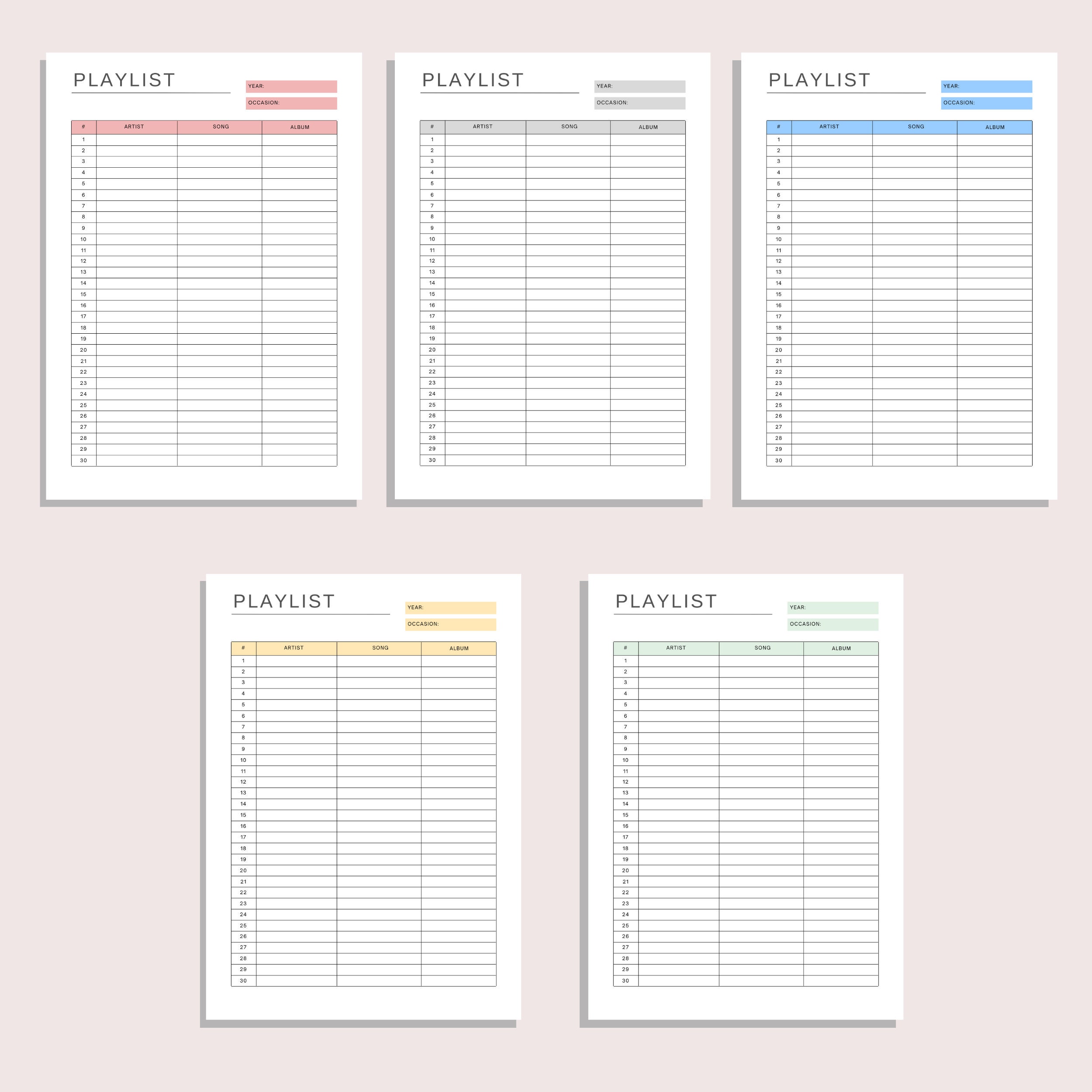 Blank Playlist | Wedding Song Log | Positivity Planner | Morning ...