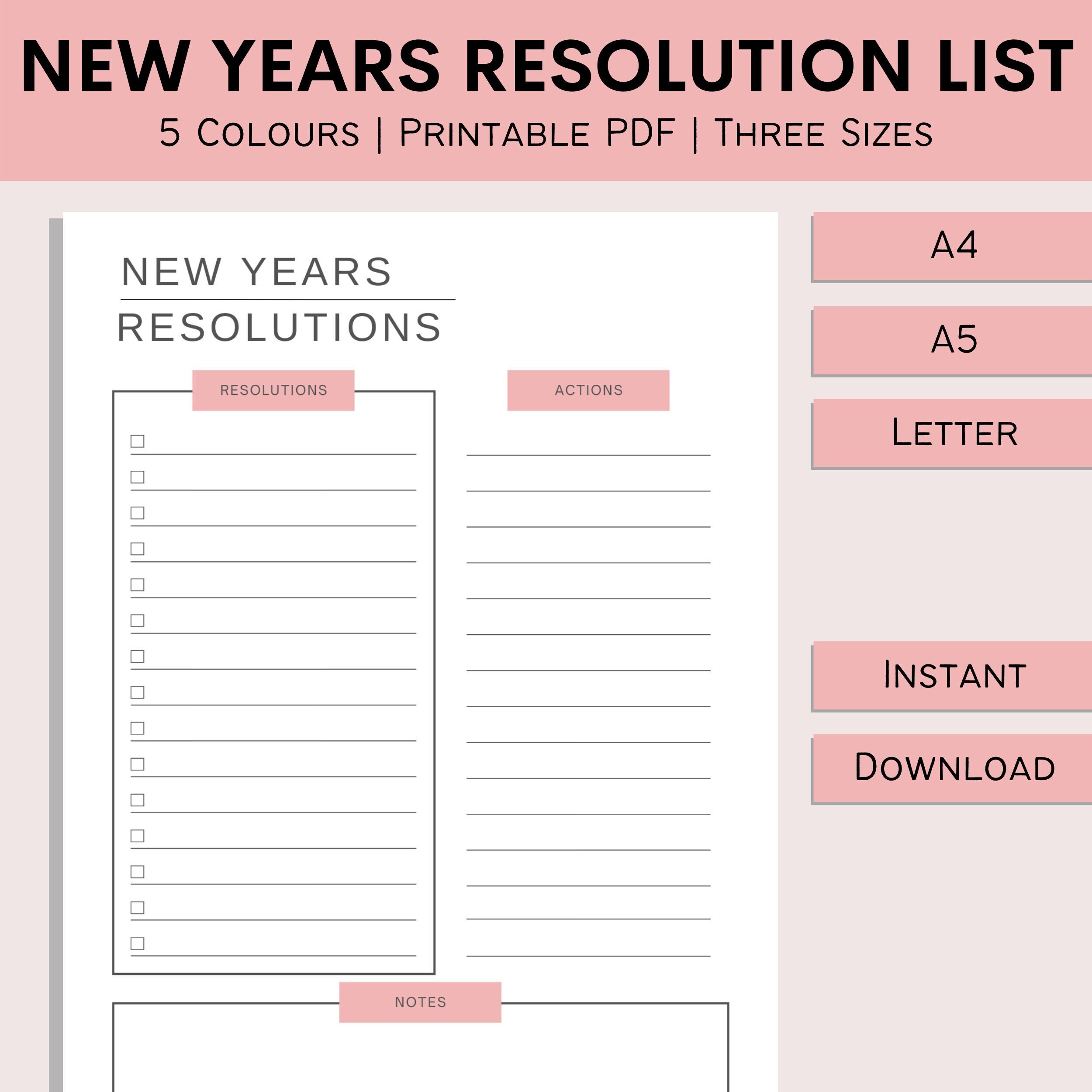 New Year Resolution List