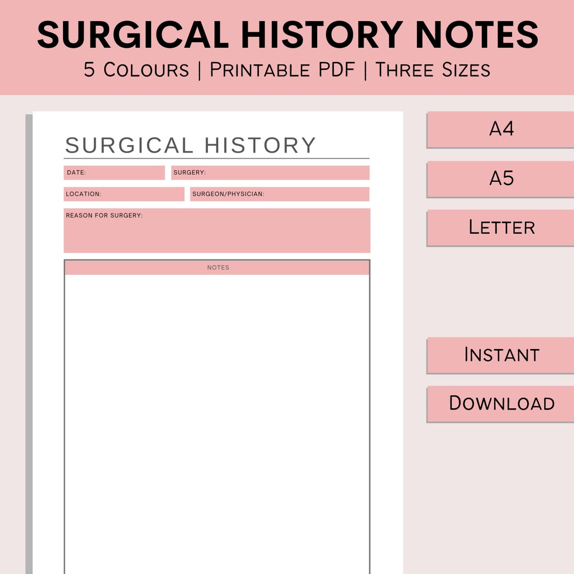 Surgical History Notes Printable Procedure Form Health History Log surgical-history-notes-printable-procedure-form-health-history-log